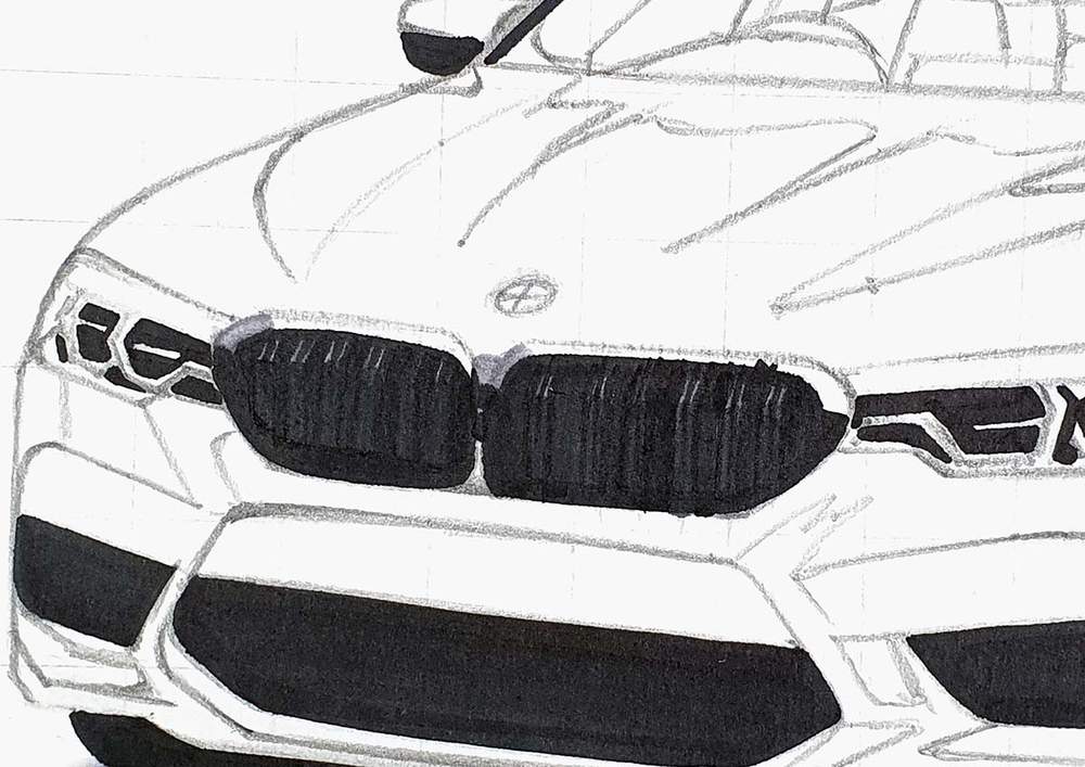How To Draw A BMW M5 Competition - Realistic Step-By-Step Tutorial